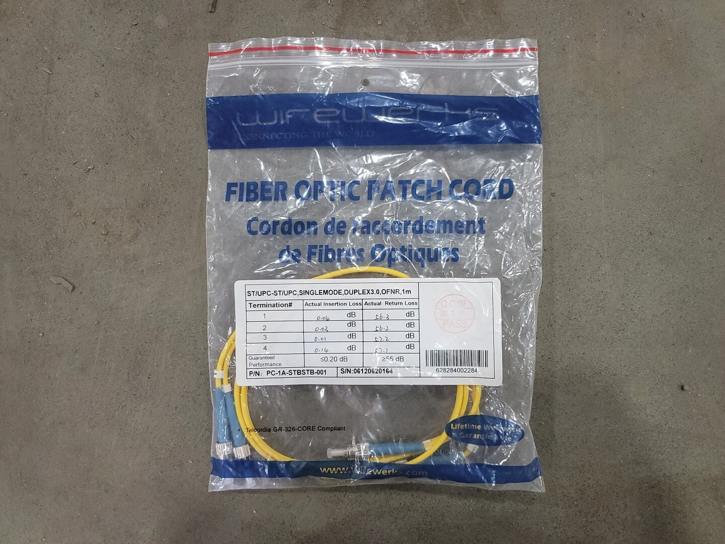 WIREWERKS 1M Fiber Optic Patch Cord Cable PC-1A-STBSTB-001