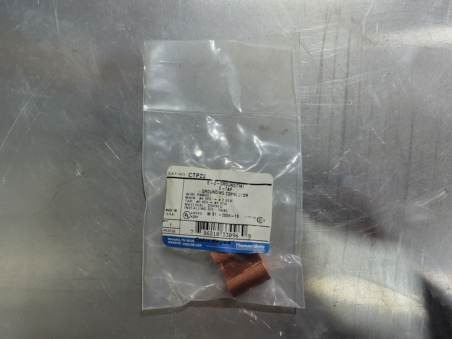 THOMAS & BETTS High-Conductivity Copper Grounding C-Tap CTP22