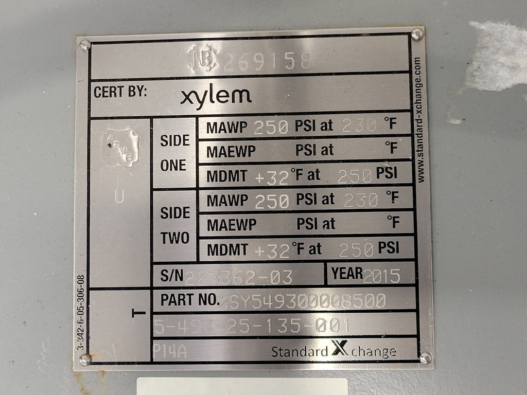 XYLEM 2015 Plate & Frame Heat Exchanger 16.5 in. Plate Pack