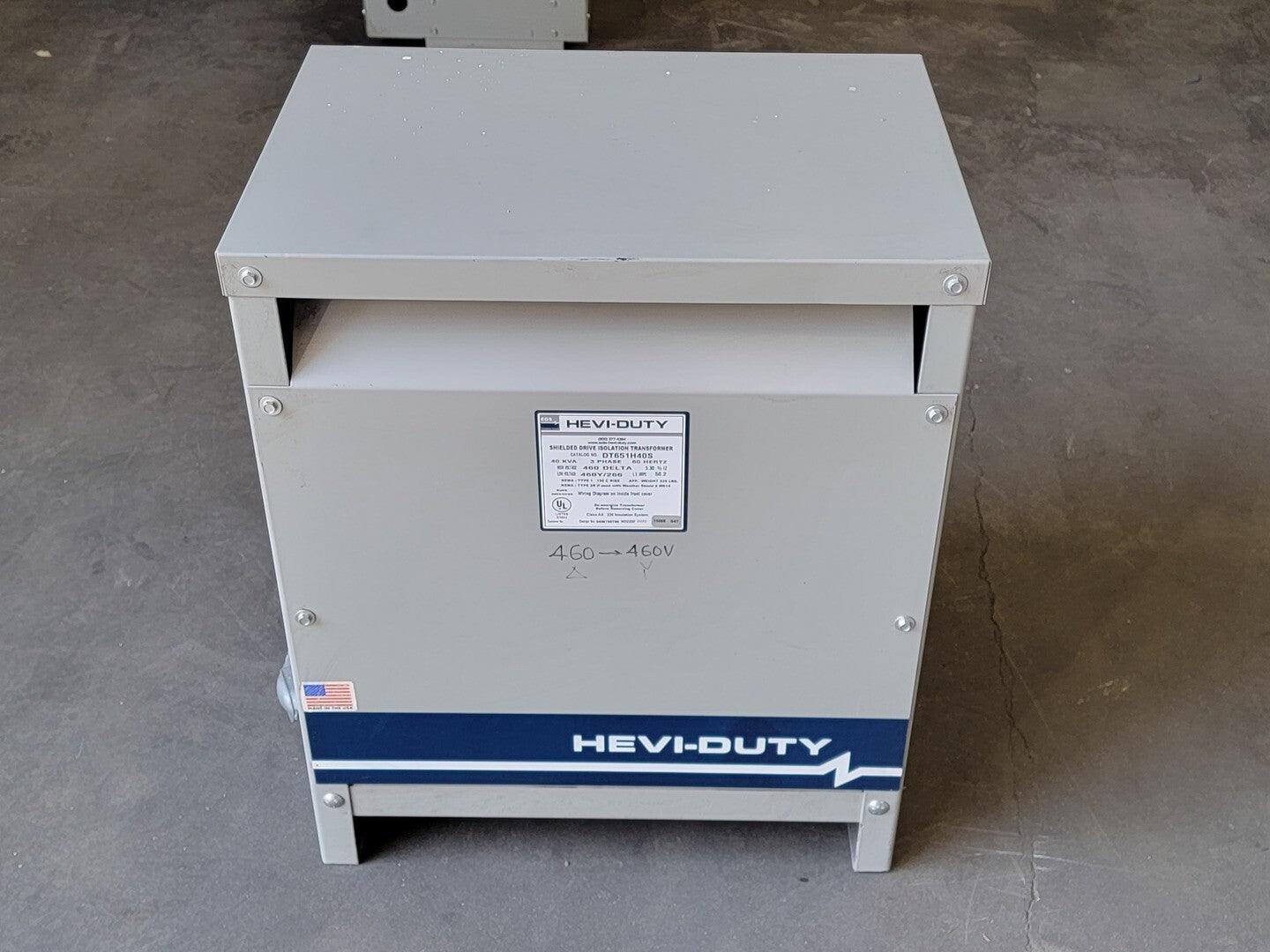 EGS 40 kVA Transformer 460 Delta pri. volts, 60Y/266 sec. volts DT651H4