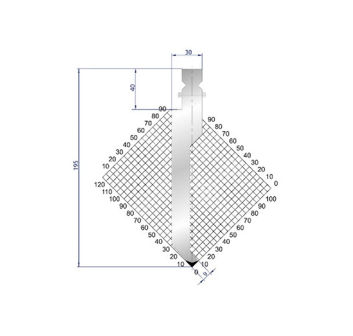 EUROSTAMP Part No. 1235 @ 100mm Right Horn 86 Degree Sash Punch