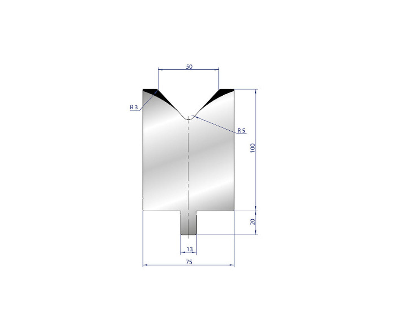 EUROSTAMP Part No. 3218 @ 100mm 86 Degree Single V Die