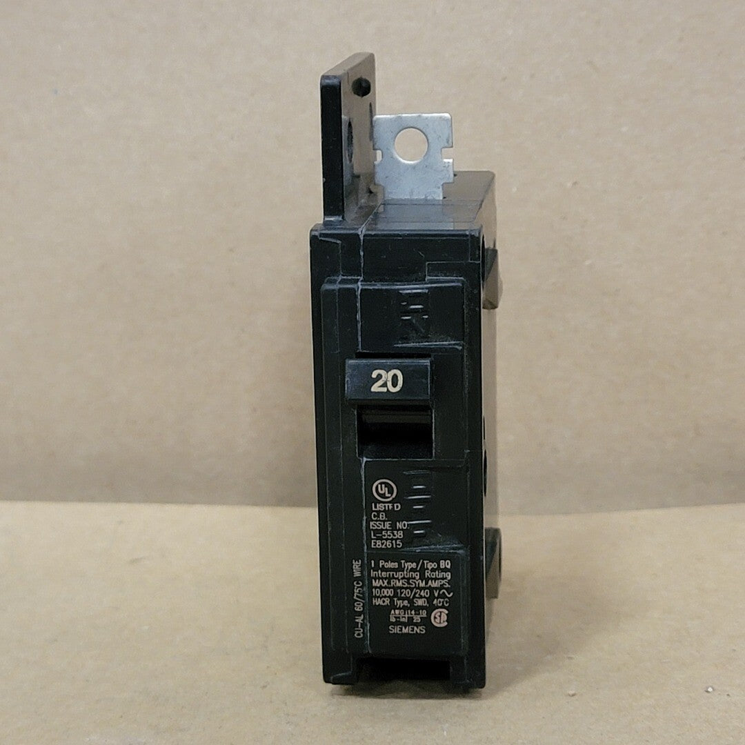 SIEMENS 20 Amp, 1 Pole, 120/240 Volts Circuit Breaker BQ1B020