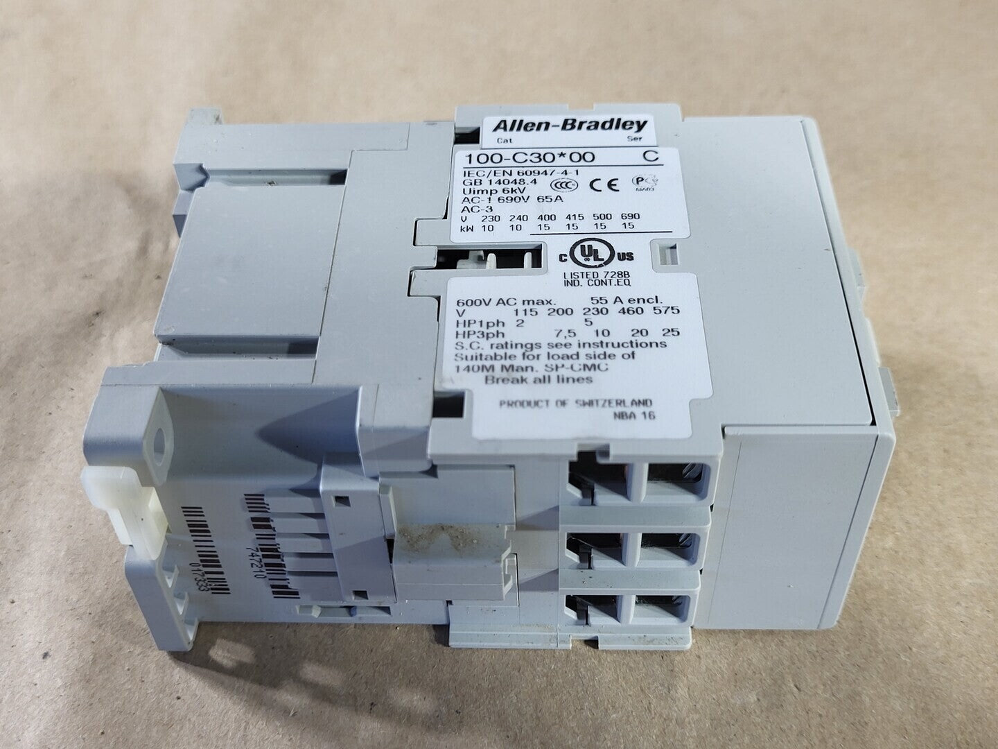 ALLEN-BRADLEY 30 Amp 3 Pole 600V Contactor 100-C30D00