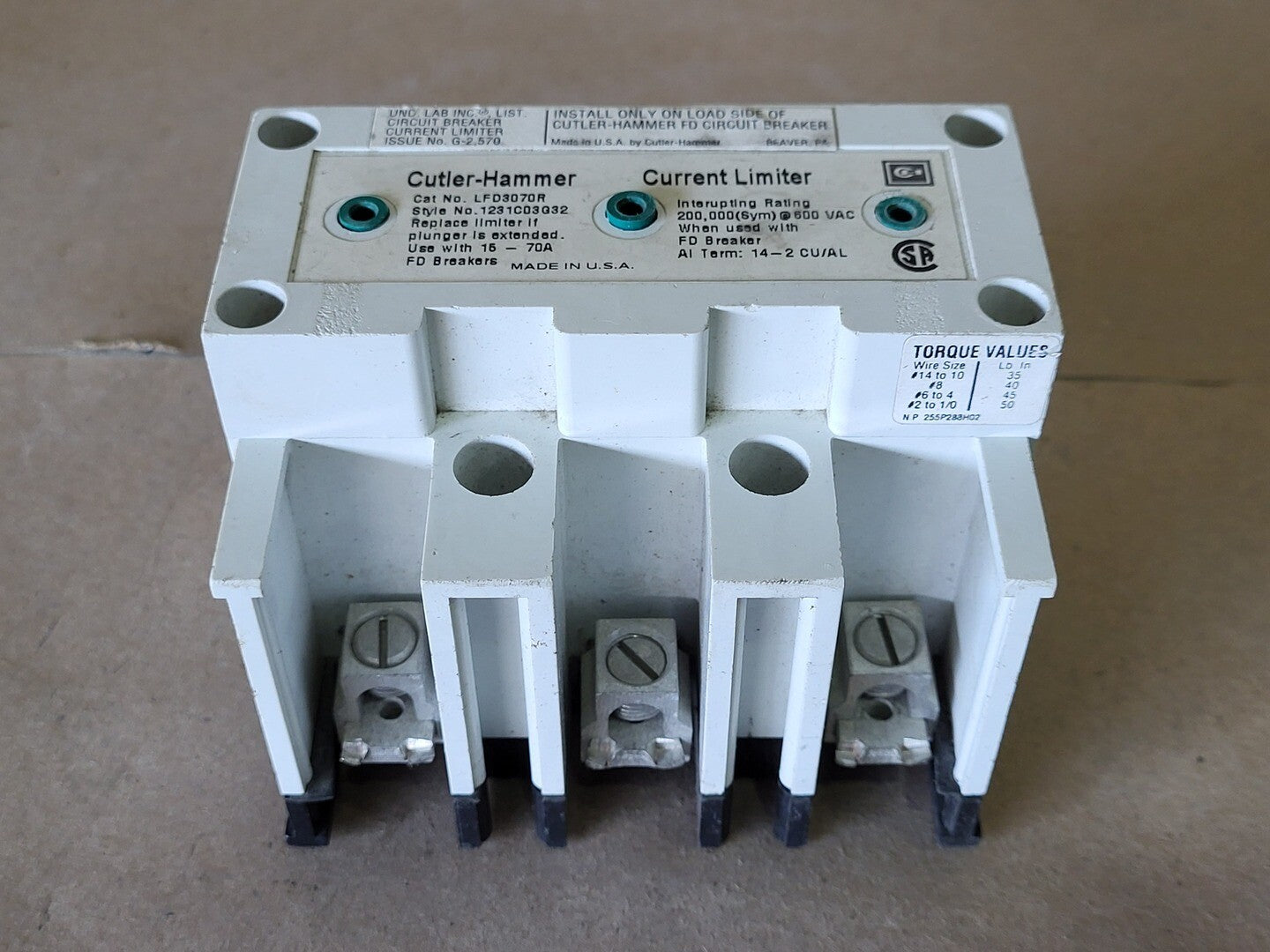 CUTLER-HAMMER 70 Amp Circuit Breaker Current Limiter LFD3070R