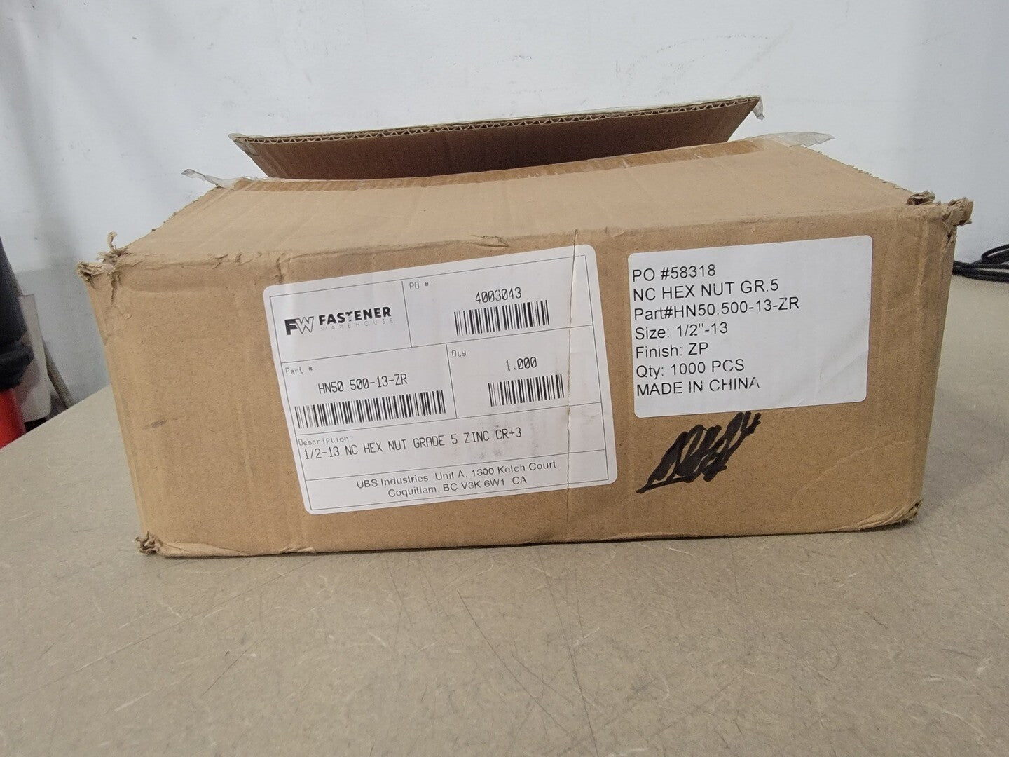 FASTENER WAREHOUSE 1/2"-13 Hex Nut Grade 5 Zinc CR+3, HN50 500-13-ZR ...