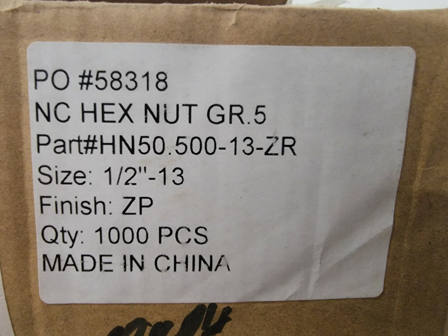 FASTENER WAREHOUSE 1/2"-13 Hex Nut Grade 5 Zinc CR+3, HN50 500-13-ZR ...