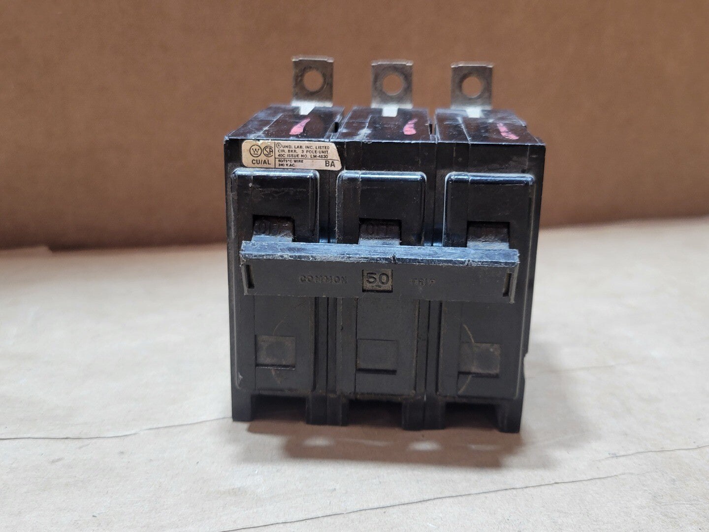 WESTINGHOUSE 50 Amp, 3 Pole, 240 Volt Circuit Breaker BAB3050H