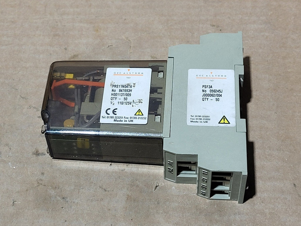 GEC ALSTHOM 110/125V Auxiliary Relay PRS11N04TA w/ Relay Base PSF3A