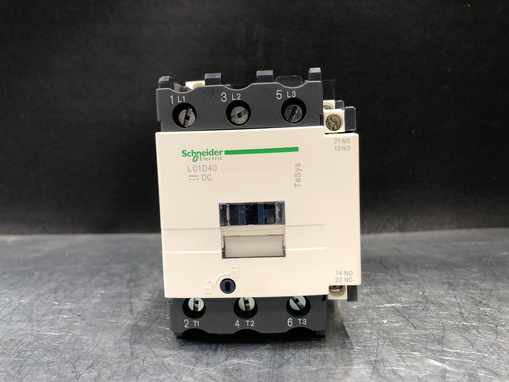 SCHNEIDER ELECTRIC 40 Amp, 3 Pole, 1NO + 1NC, 24 VDC Coil Contactor ...