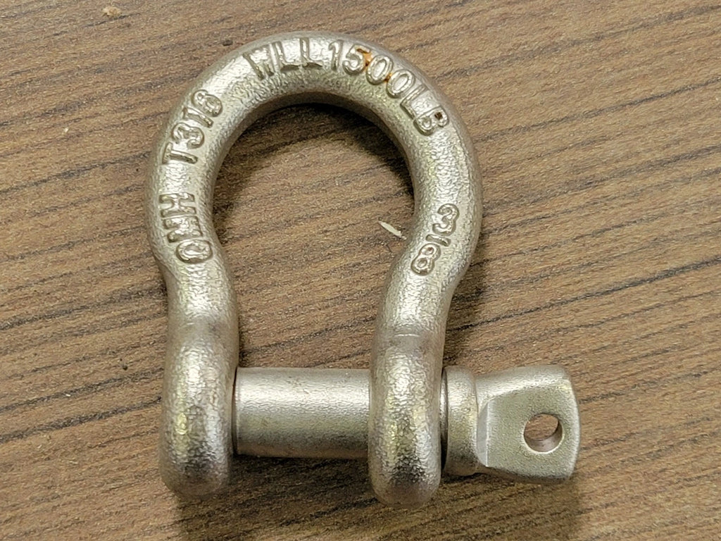 QM BEARING & POWER TRANSMISSION 3/8" Screw Pin Anchor Shackle 316SS WLL ...
