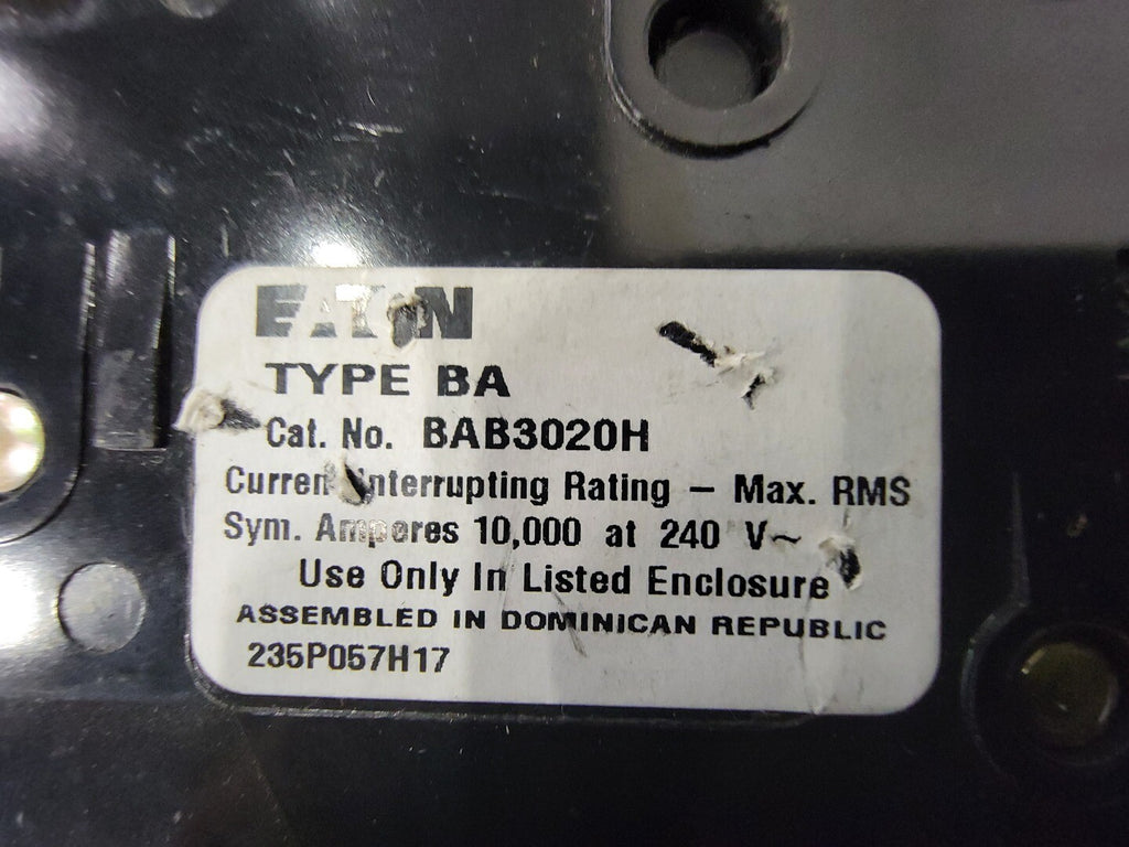 EATON 20 Amp, 3 Pole, 240 volts Circuit Breaker BAB3020H