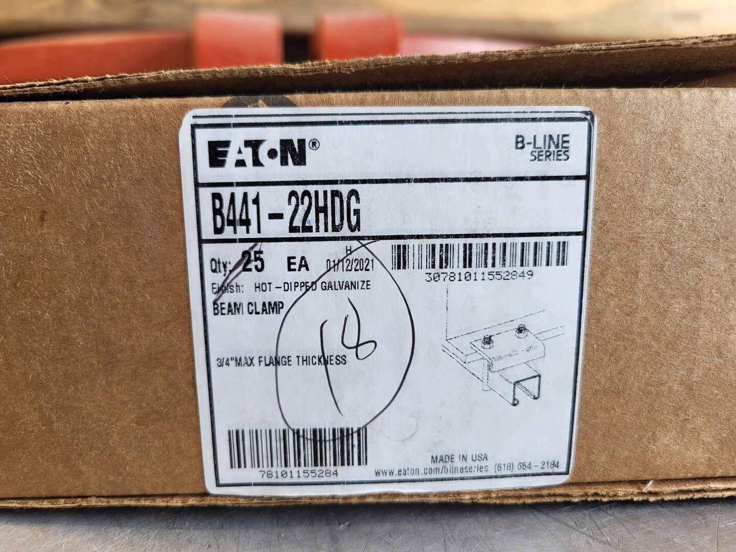 EATON U-Bolt Beam Clamp B441-22HDG (Box of 18)