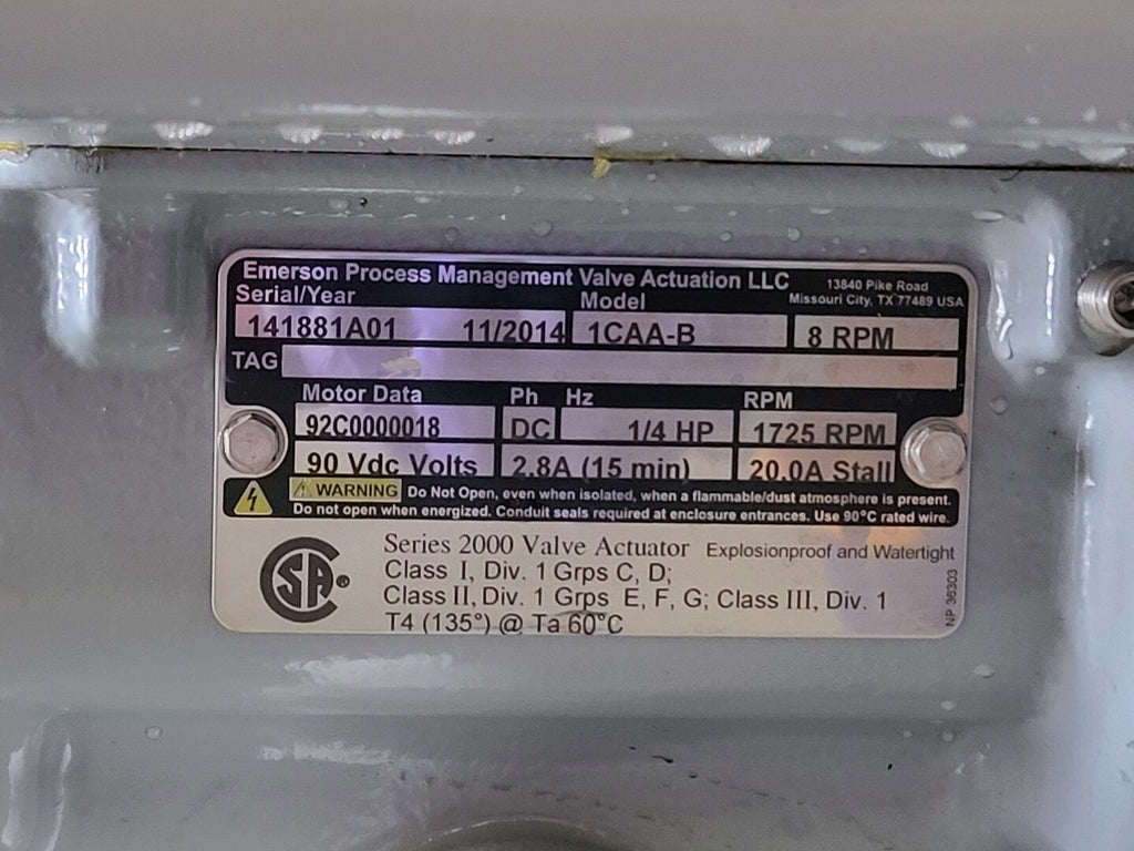 EMERSON EIM 2000 Series Electric Actuator w/ FISHER 1.5" Class 300 ...