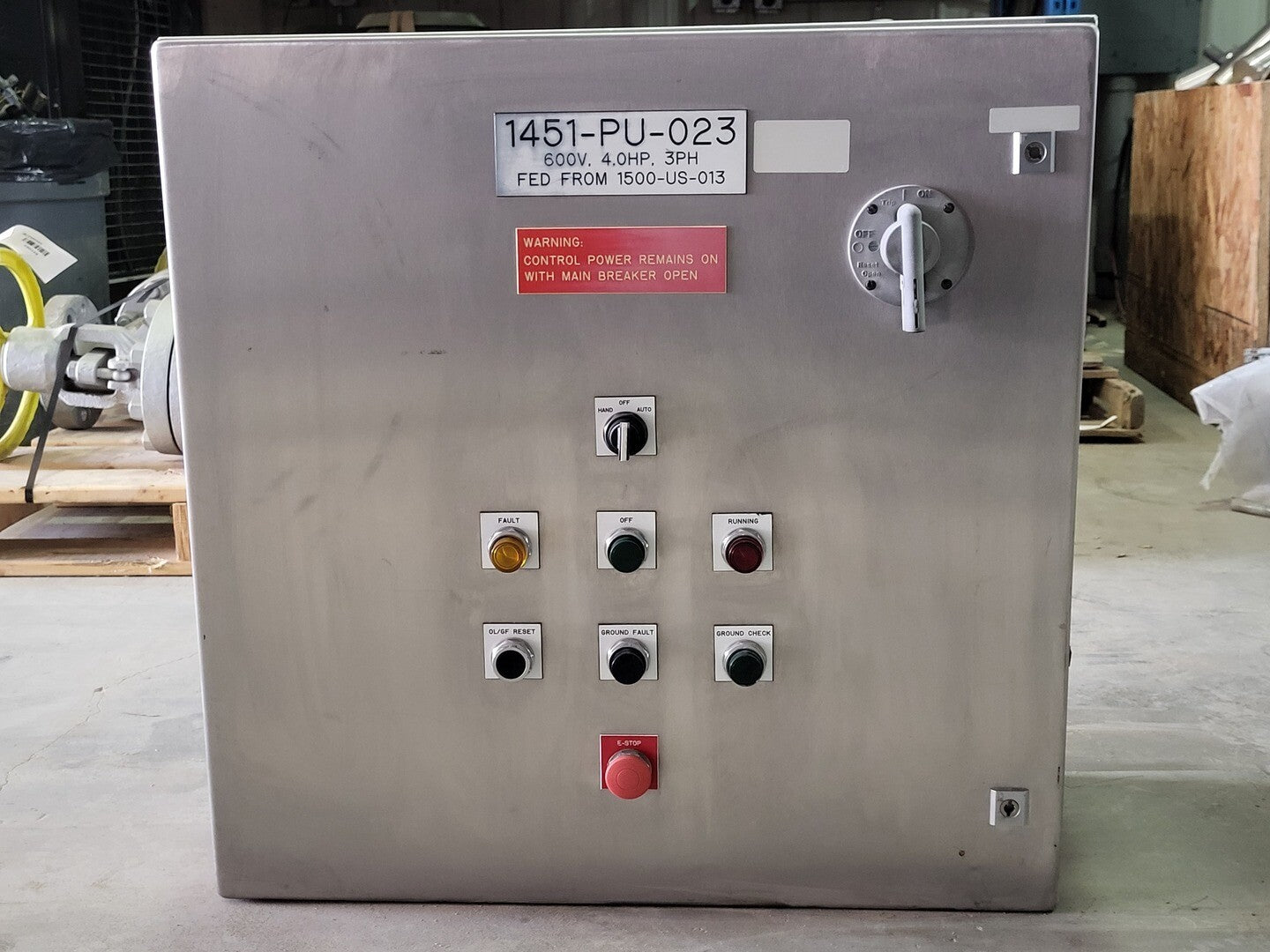 4HP, 600V Motor Starter Control Panel w/ 10A, 3-Pole Circuit Breaker ...