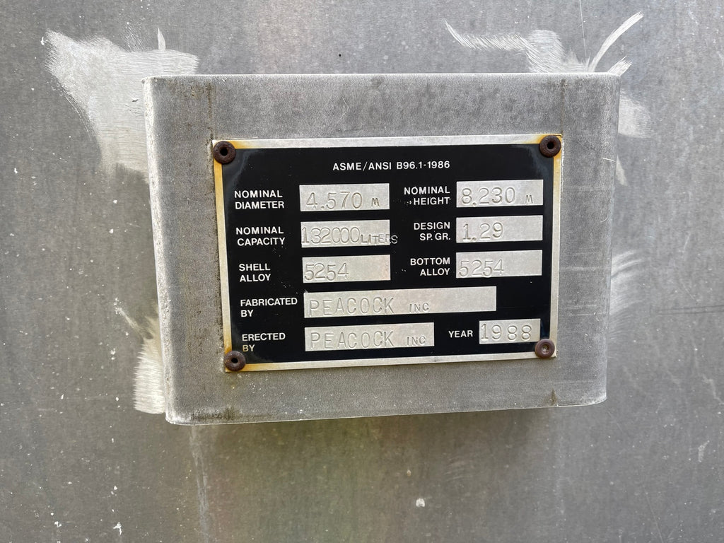 PEACOCK INC Aluminum Storage Tank For Hydrogen Peroxide 132,000L